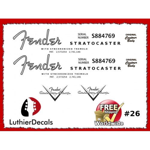Guitar Decals Restoration Logos - Fender Stratocaster Guitar Decal #26