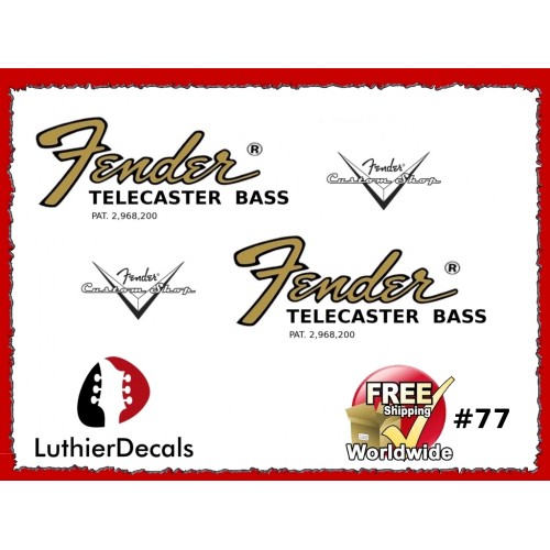 Guitar Decals Restoration Logos - Fender Telecaster Bass Guitar Decal #77